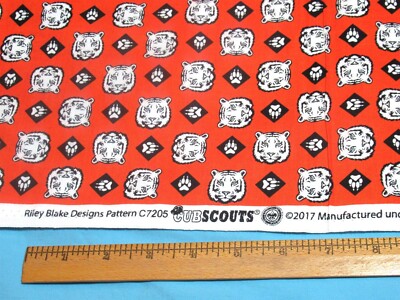 5+ Yards 44" W Official Cub Scouts Tiger Paws Cotton Fabric Orange ...