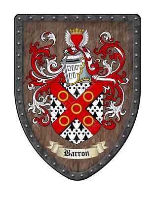Barron Family Crest Custom Coat of Arms, Hanging Wall Shield SH503PDGHG ...
