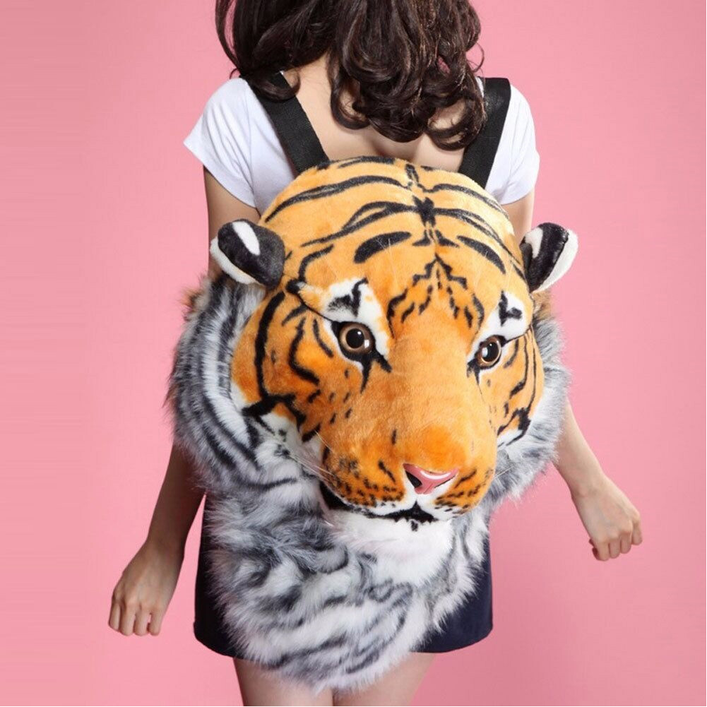 Stuffed Tiger Head Backpack Simulation Personalised Lion Knapsack ...