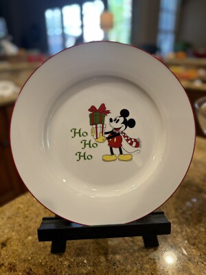 Disney Mickey Mouse “Mickey's Vintage Holiday” Dinner Plate Happy 10.5 ...