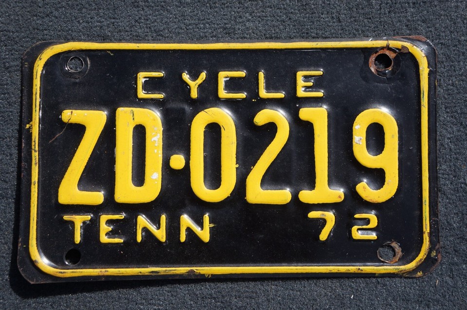 1972 Tennessee MOTORCYCLE License Plate | eBay