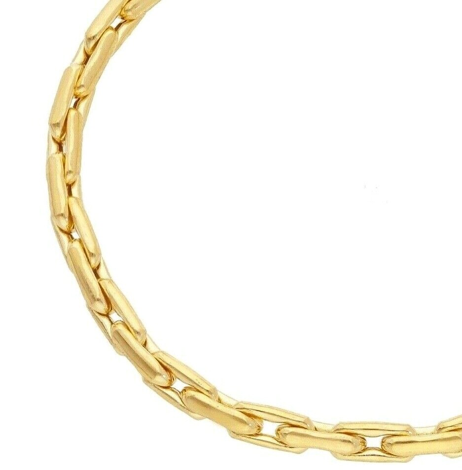 18K YELLOW GOLD CHAIN 4mm SQUARE ROUNDED CABLE RECTANGULAR LINK 60cm 24 ...