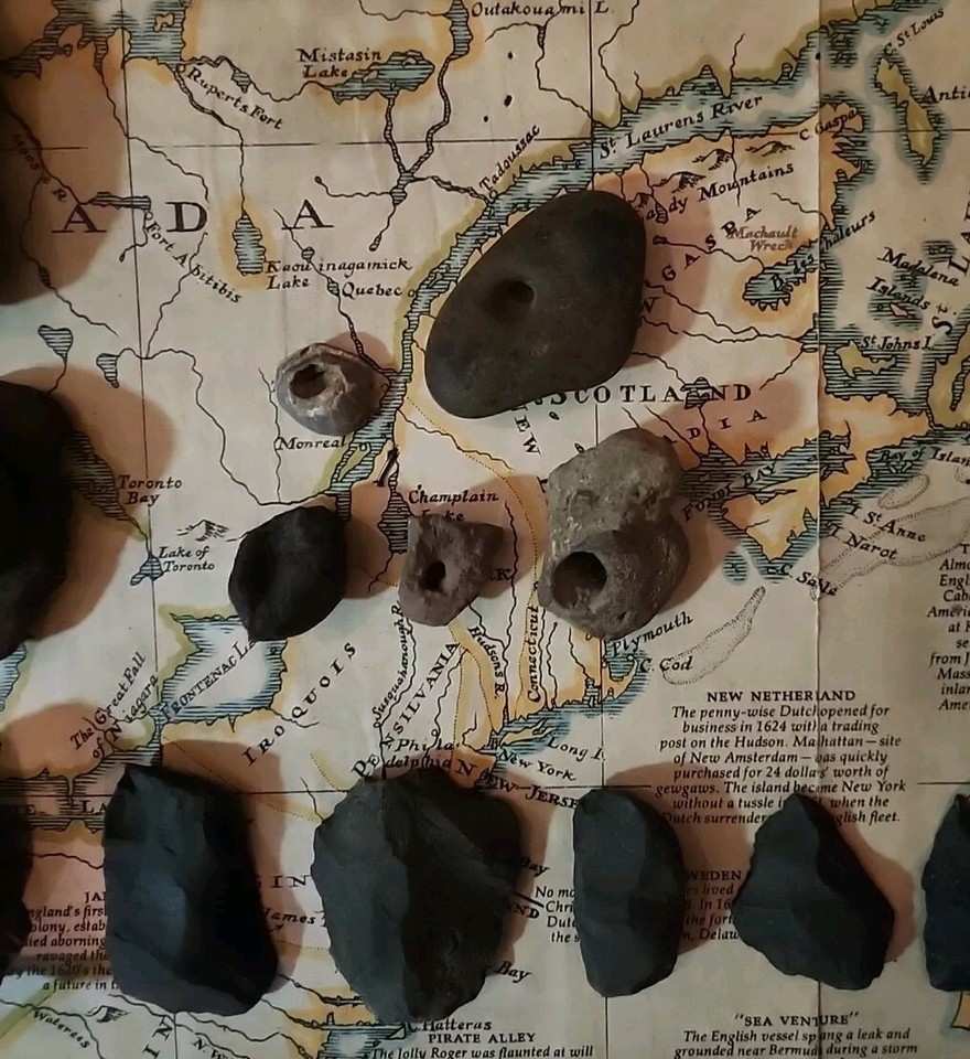 Lot Of Eastern Native American Axe Heads Spear Stones & Pots, (Old ...