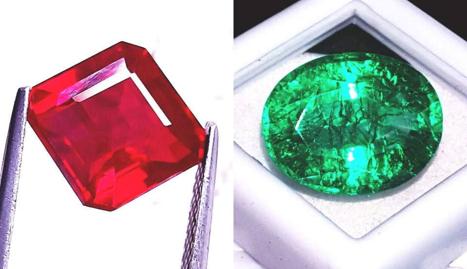 Natural Ruby & Emerald 8 to 10 Ct Certified Matched Pair Loose ...