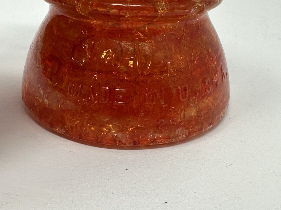 Hemingray Crackel Orange Amber Dominion Glass Insulator No 42 | eBay
