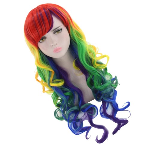 Gradient Color Curly Wig Piece for White Women Colourful Wigs Fun | eBay