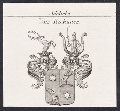 Rickauer Wappen coat of arms Heraldik Genealogie Kupferstich 1820 | eBay.de