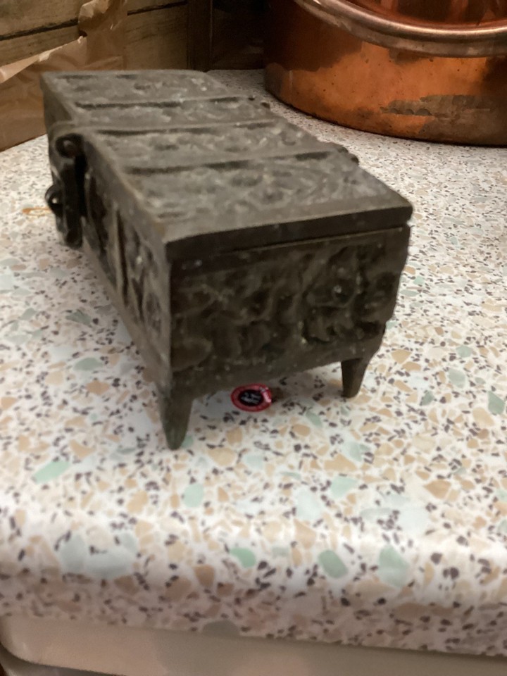 Relic box heavy brass casket c1900? Church Ruduced | eBay