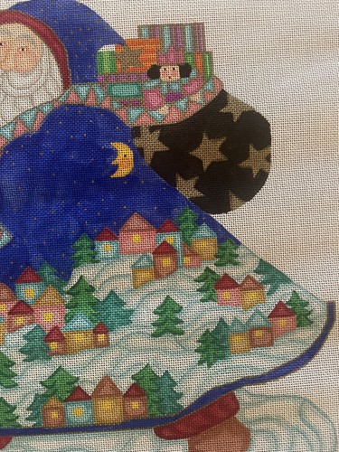 Starry Night Santa Needlepoint Canvas. Christmas Theme. Sparkly! | eBay