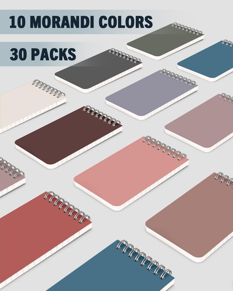 Small Top Spiral Notebooks Bulk 3x5 Inch, 30 Packs Pocket Notepad, Mini ...