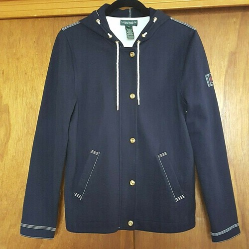 Ralph Lauren Jeans Co Womens Nautical Jacket Hood Full Zip Snap Pockets ...