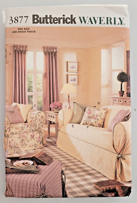 Butterick Sewing Pattern 3877 Waverly Drapes Sofa Chair Slipcovers ...