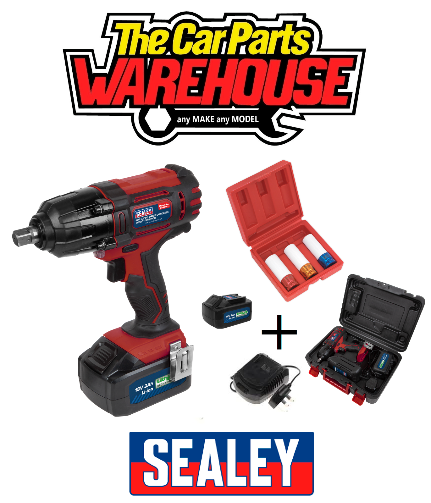 Sealey CP400LI Impact Wrench / Gun 18V1/2"Sq & SX031 Alloy wheel ...