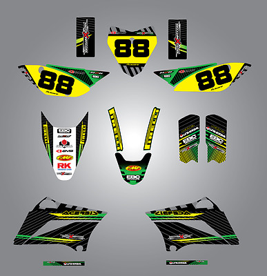 Custom graphics, full kit for Kawasaki KLX 110 2010 -2019 FACTORY STYLE ...