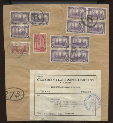 🍁MONEY PACKET high rate regular parcel Cdn Bank Note Co. 1942 $11.30 ...