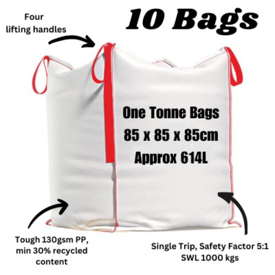 10 x ONE TON BAG BULK BAGS BUILDERS GARDEN WASTE 1 TONNE TON JUMBO BAG ...