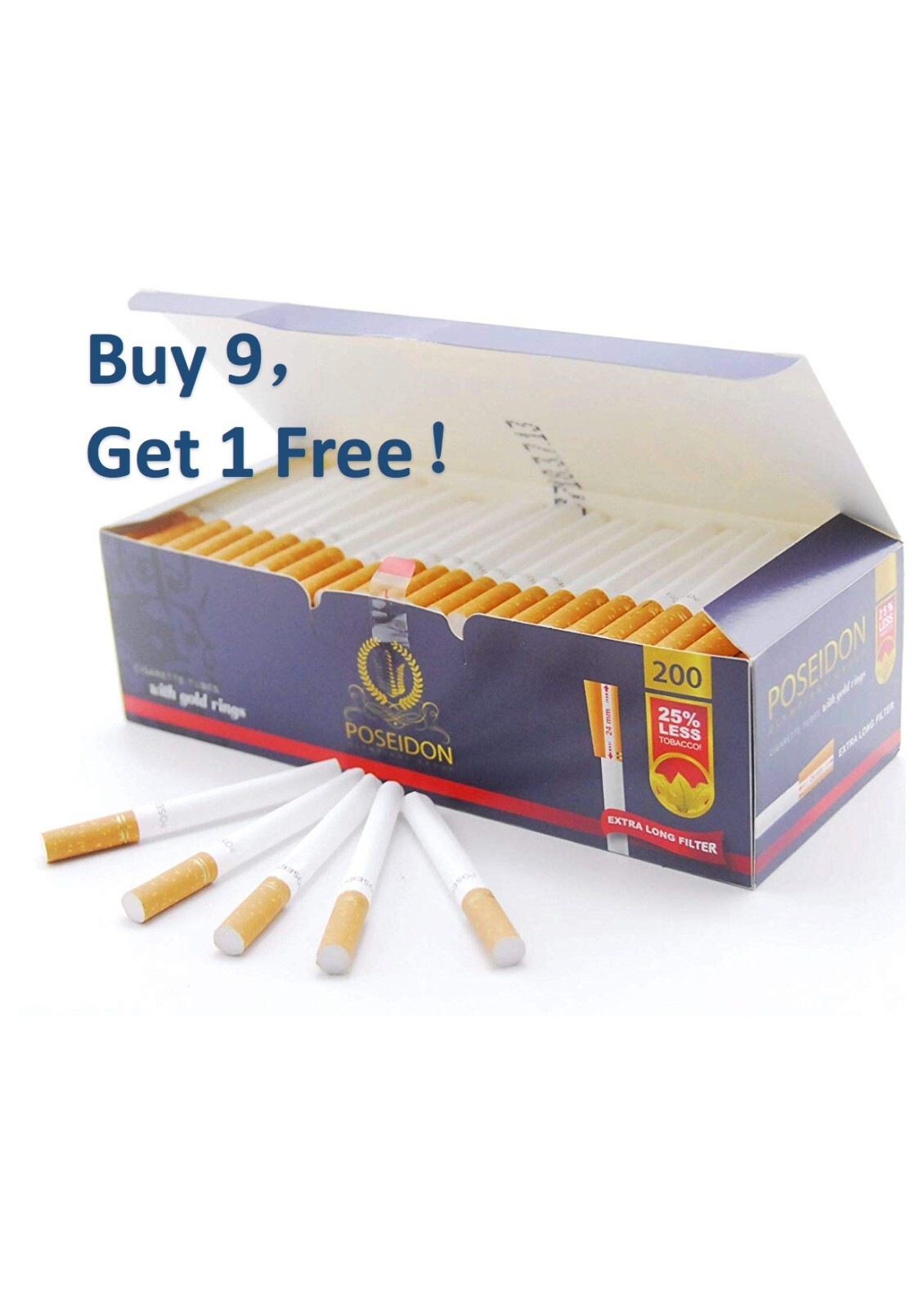 Poseidon Extra Long Cigarette Tubes 2000 Tubes (10 Packs x 200 Tubes ...