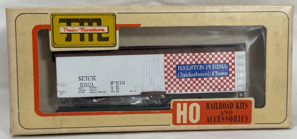 TRAIN-MINIATURE TM HO Scale M.R.S. RALSTON PURINA 40' Wood Reefer Car ...
