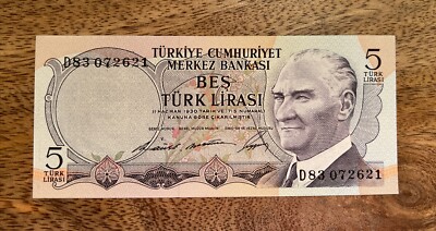 Turkey 5 Bes Turk Lirasi 1930 Banknote - 5 Lire Turkish Bill 1968 | eBay