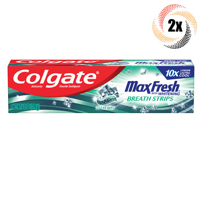 2x Packs Colgate Max Fresh Whitening Breath Strips Fluoride Toothpaste ...