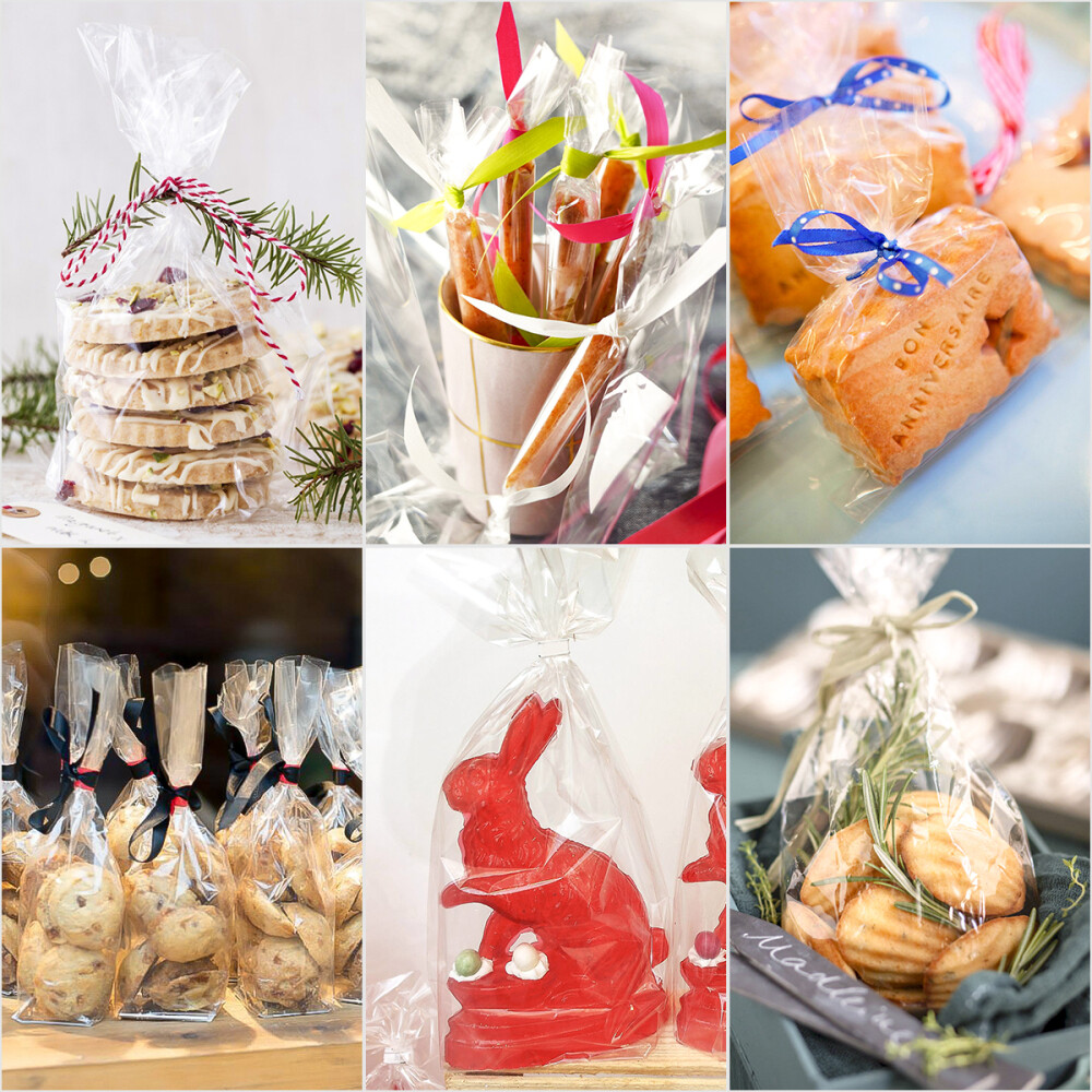 Snack Gift Baskets Clear Cellophane Bag Transparent Wrapping Paper | eBay