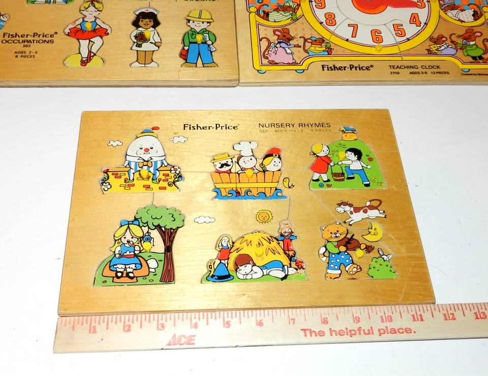 Lot of 3 Fisher-Price Wooden Peg Puzzles From The 70s And 80s | eBay