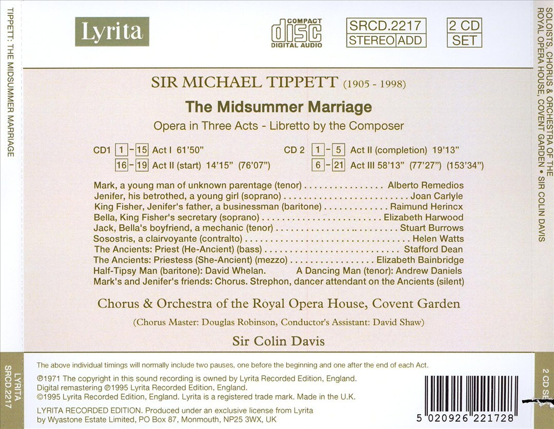 COLIN DAVIS TIPPETT: THE MIDSUMMER MARRIAGE NEW CD 5020926221728| eBay