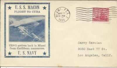 US DIRIGIBLE(Zeppelin) U.S.S. MACON *Ullmann #5/13/34-1* MIAMI,FL | eBay