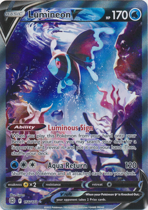 Lumineon V (Alternate Full Art) - 156/172 Brilliant Stars NM Pokemon ...
