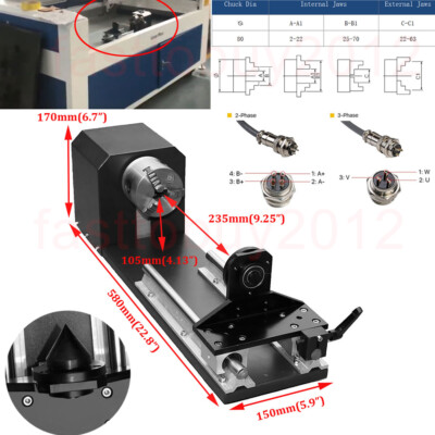 Rotary Axis Rotation Axis with 80mm Chucks for CO2Laser Cutter ...
