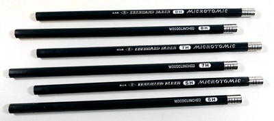 6 Vintage Eberhard Faber Microtomic Wood Cinched Pencils 5H, 7H, 8H New ...