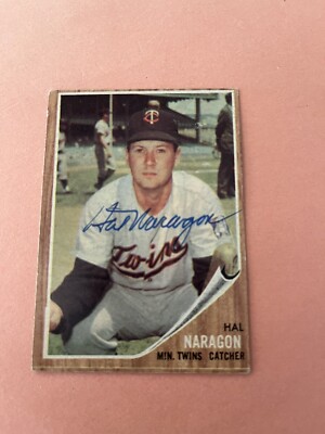 1962 Topps #164 GREEN TINT Minnesota Twins Hal Naragon Autograph | eBay
