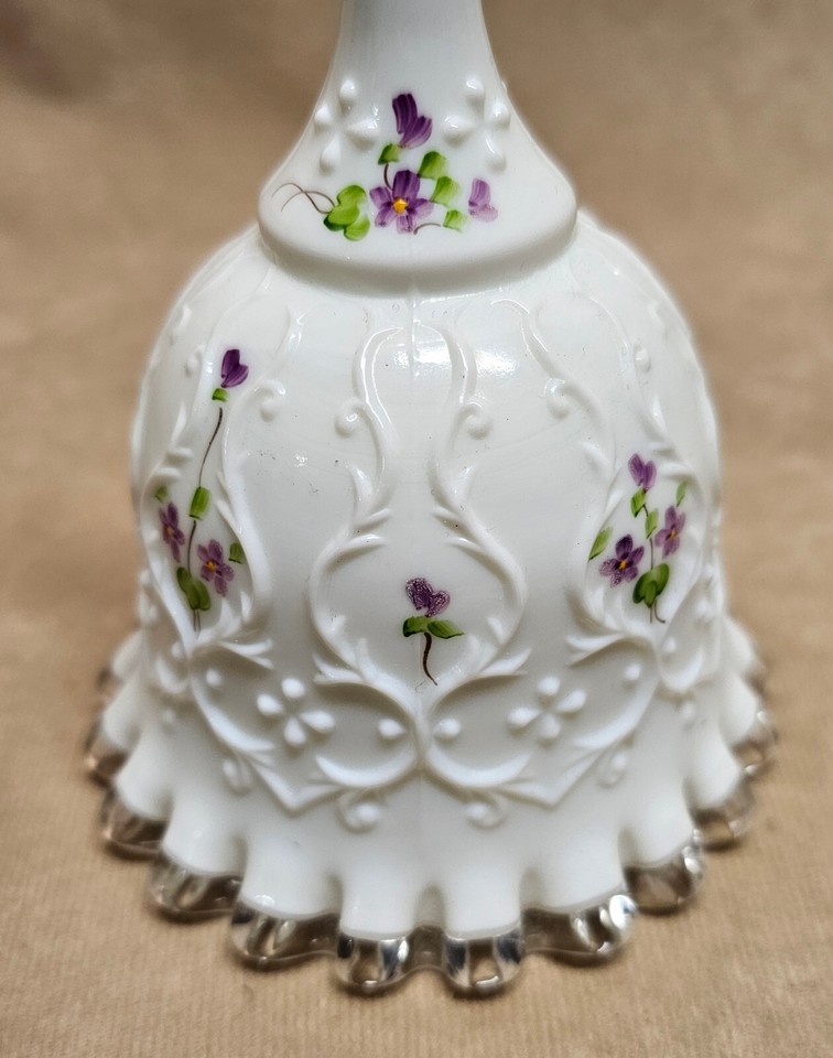 Vintage Fenton Milk Glass Orchid Flower Bell Signed Nancy Cooper 6" | eBay
