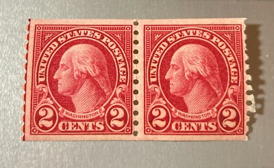 Classic Washington US Stamp coil pair early issue 2c MNH Perf 10 w ...