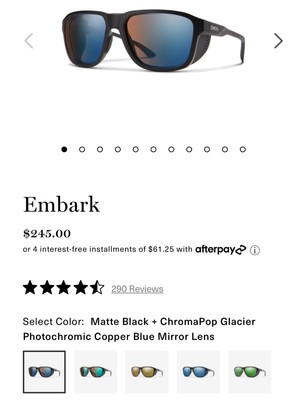 Smith Embark Matte Black ChromaPop Photochromic Copper Blue Mirror Lens ...