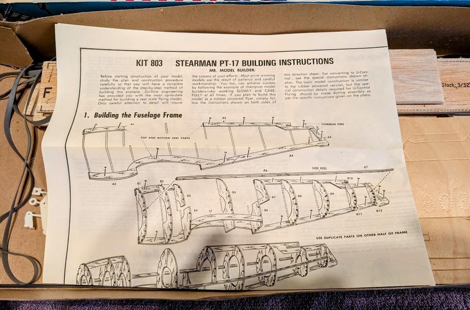 GUILLOW'S STEARMAN PT-17 U-CONTROL MODEL AIRPLANE, VG CONDITION | eBay
