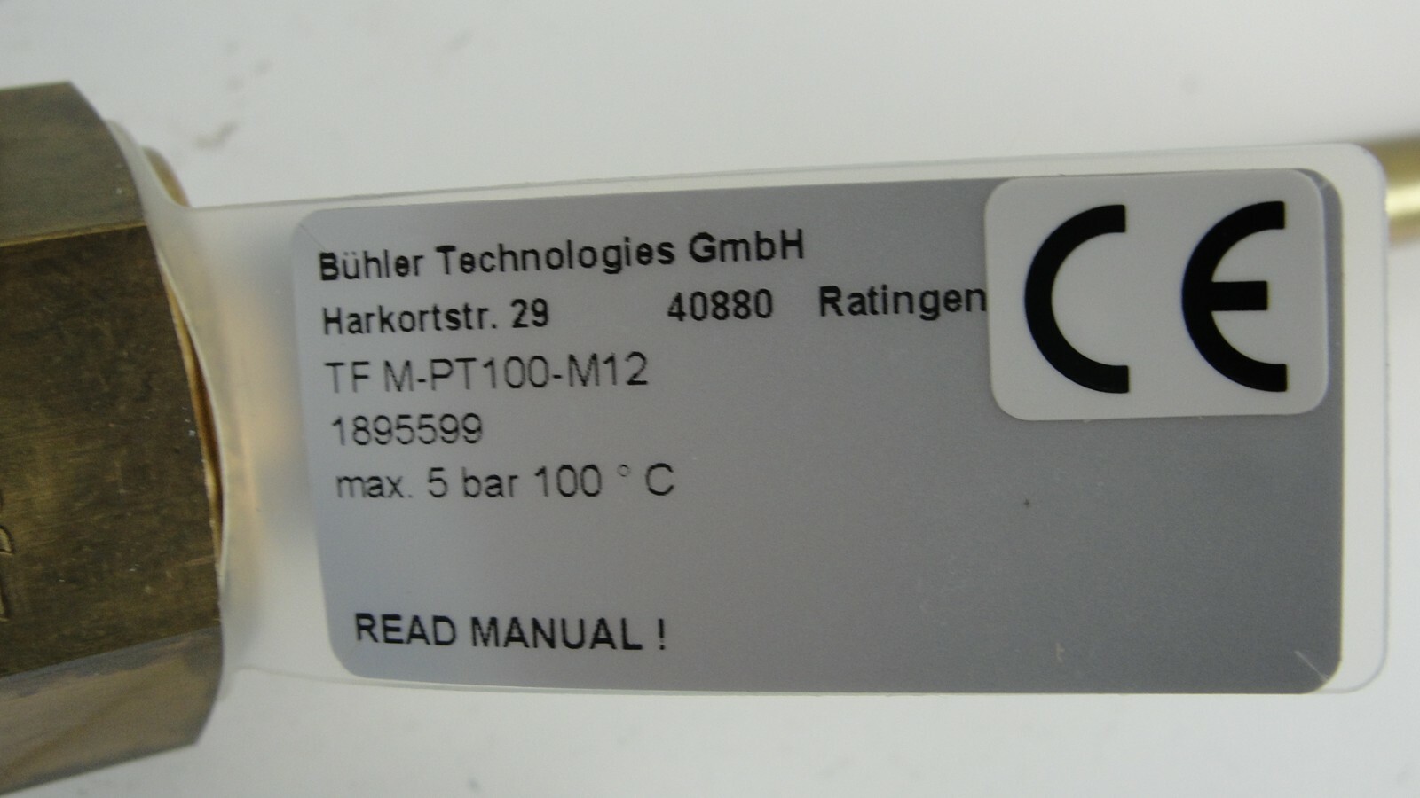 Buhler thermotronik 61-05V005 temperature sensor with TF M-PT100-M12 ...