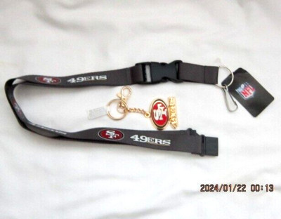 49ers Gray NFL Keychain Detachable Lanyard+49ers Logo Gold Clr Keychain ...