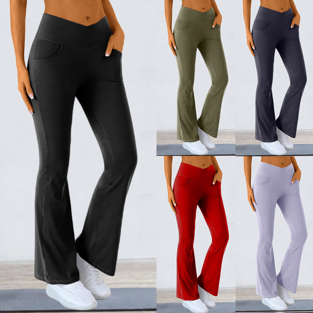 Women's Bootcut Yoga Pants Bootleg Flare Workout Loose Wide Leg Casual ...