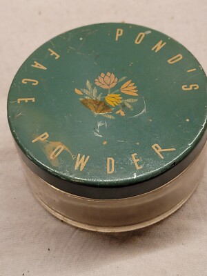 Vintage POND'S FACE POWDER Glass Jar w Original Colorful Lid Embossed ...