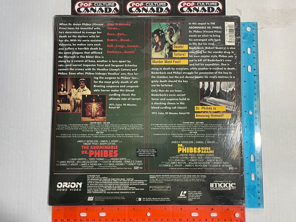 Dr. Phibes Double Feature WIDESCREEN Laserdisc - Horror Vincent Price ...