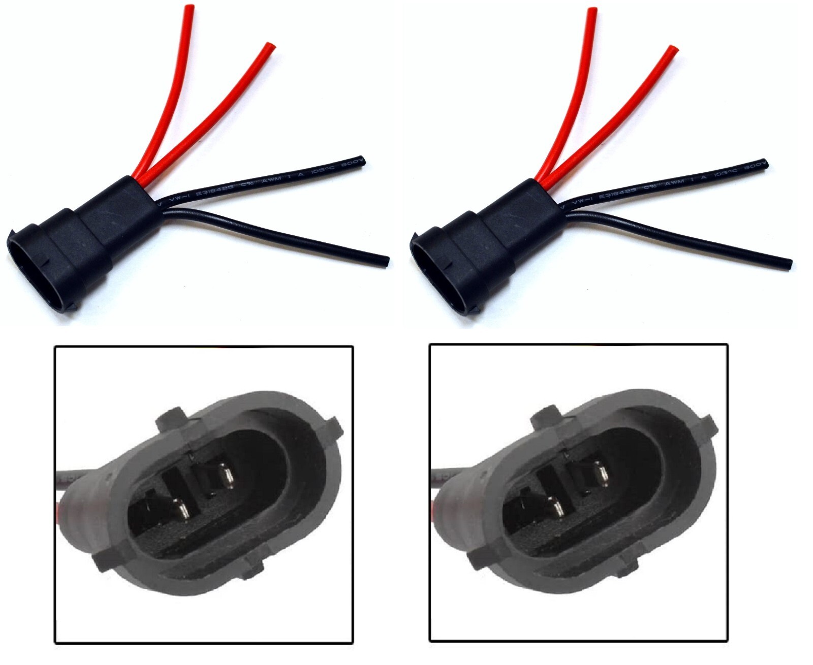 Wire Pigtail 2L Male 888 H27 Two Harness Fog Light Replace Socket ...