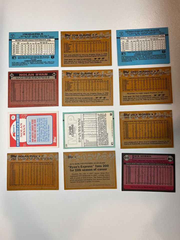 Old baseball cards lot Topps Nolan Ryan Roger Clemens Tom Glavine ...