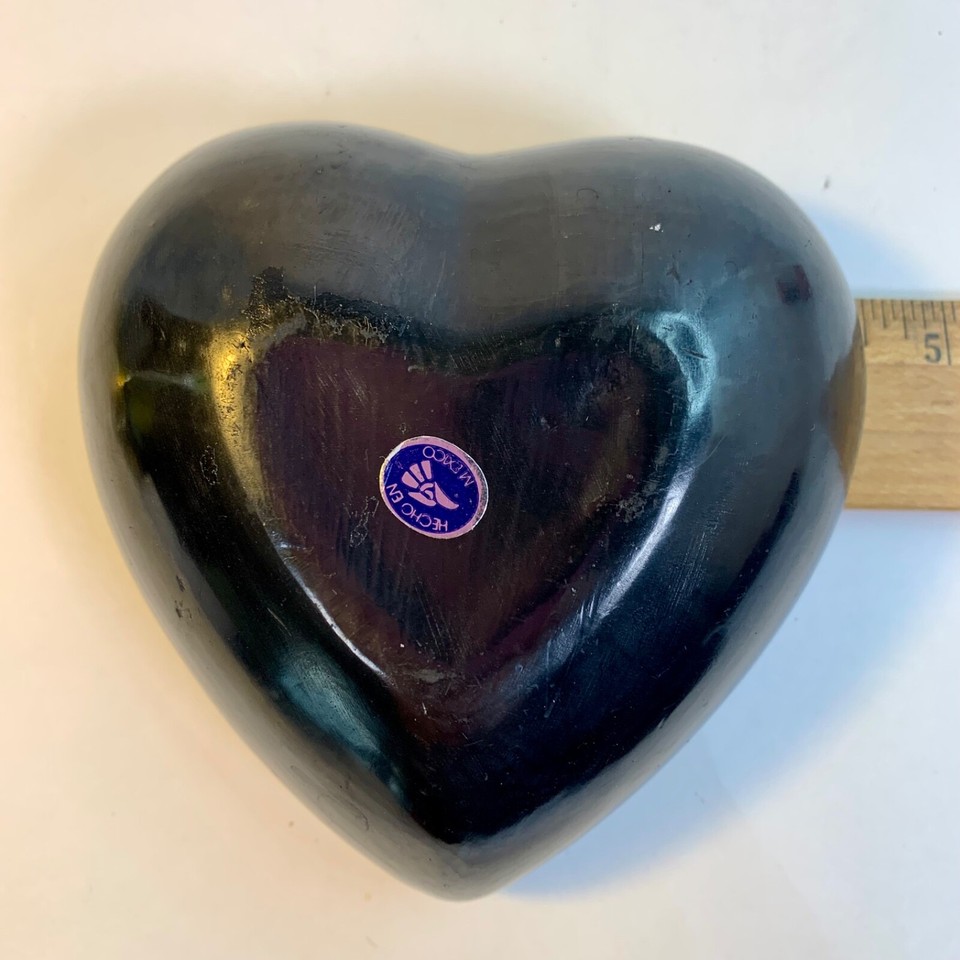 Vintage BARRO NEGRO Black Oaxacan Mexican Hand Made Pottery HEART ...