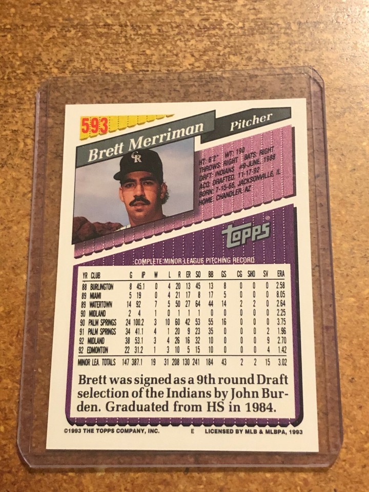 1993 Topps Gold Baseball # 593 Brett Merriman | eBay