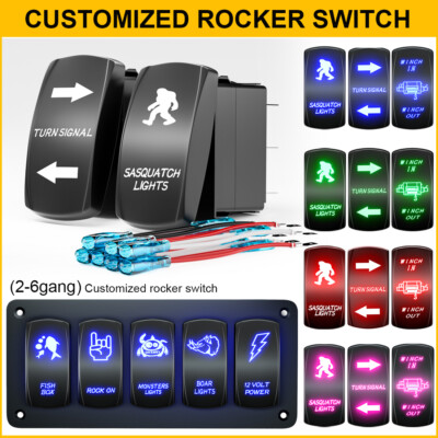 Customize LED Light Rocker Switch On Off Panel Button 12V for Car Boat ...