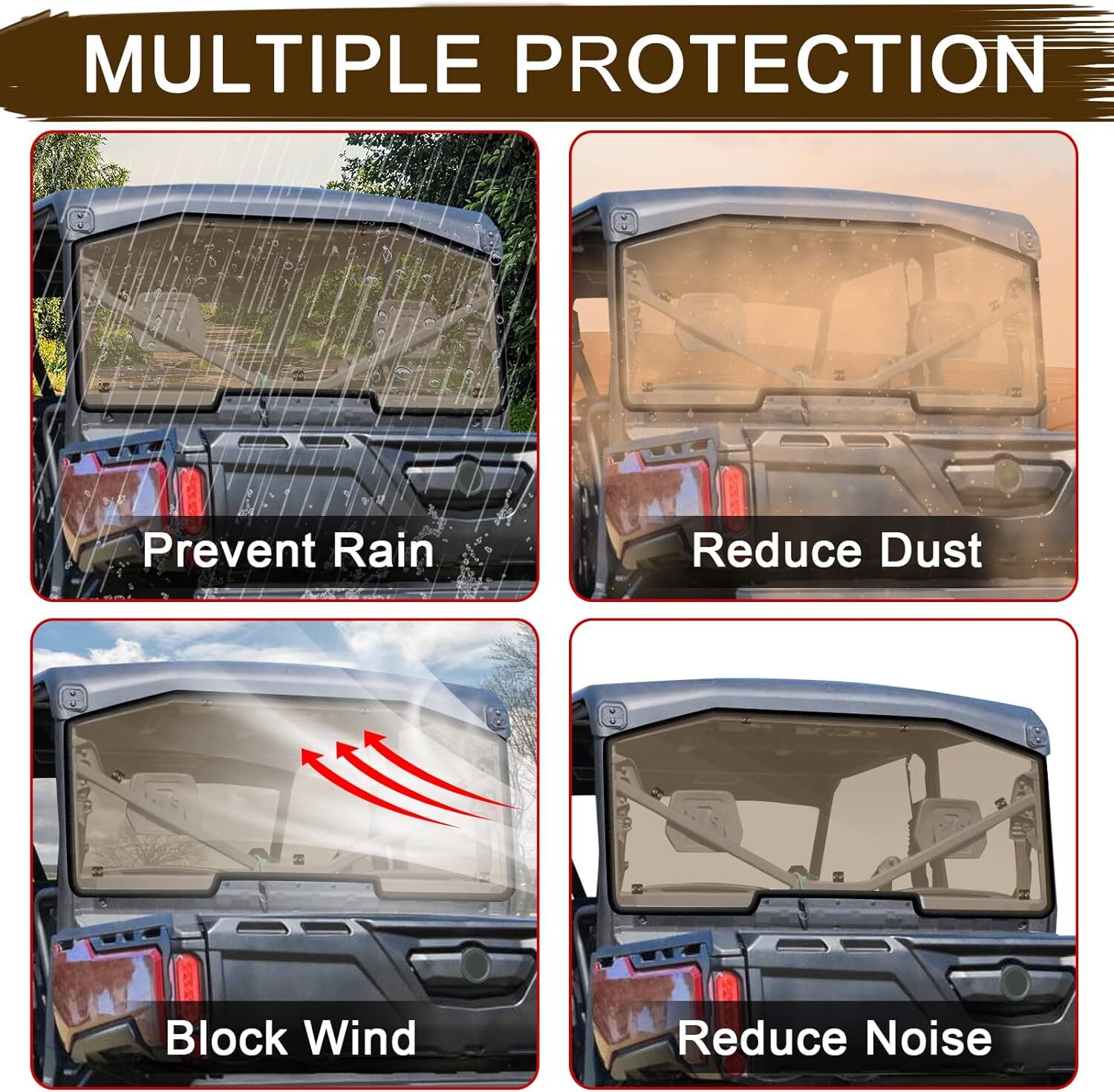 Full Tint Back Window Rear Window for Can-Am Defender 16-23 HD5 HD8 ...