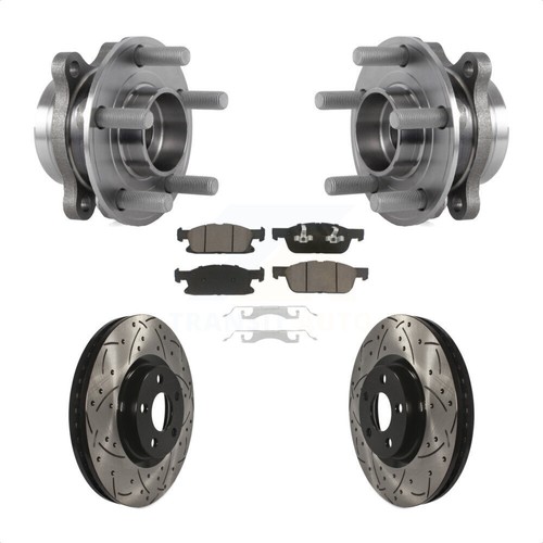 Front Hub Bearing Assembly Coated Drilled Slot Brake Rotor Pad Kit For ...