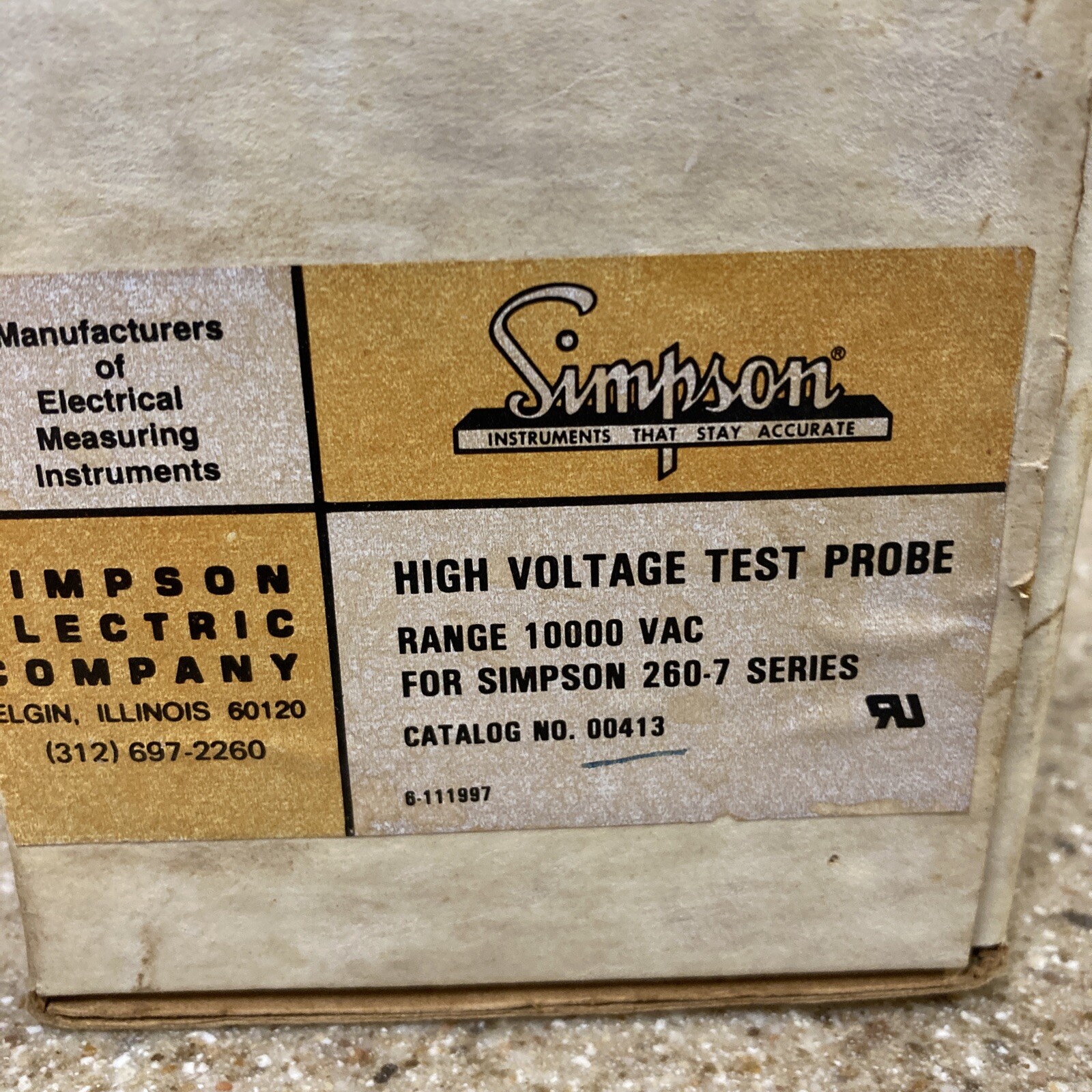 Simpson High Voltage Test Probe 00413 10000V AC Original Box ...