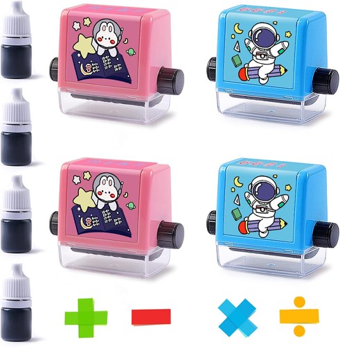 4PCS Smart Math Stamp Set – Reusable Roller Tools for Addition, 4-mix ...